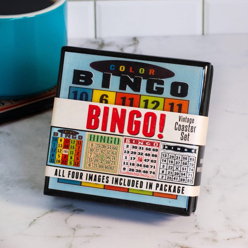 Handmade Bingo Card Coasters: Retro Game Room Decor, Set of 4 - Etsy