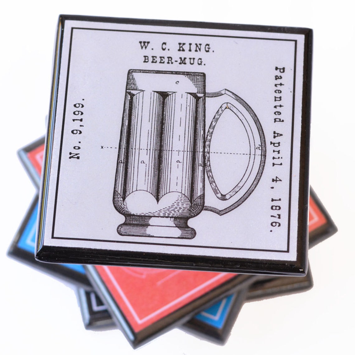 Coaster Set Patent Art Barware Wood Drink Coasters Man Cave - Etsy