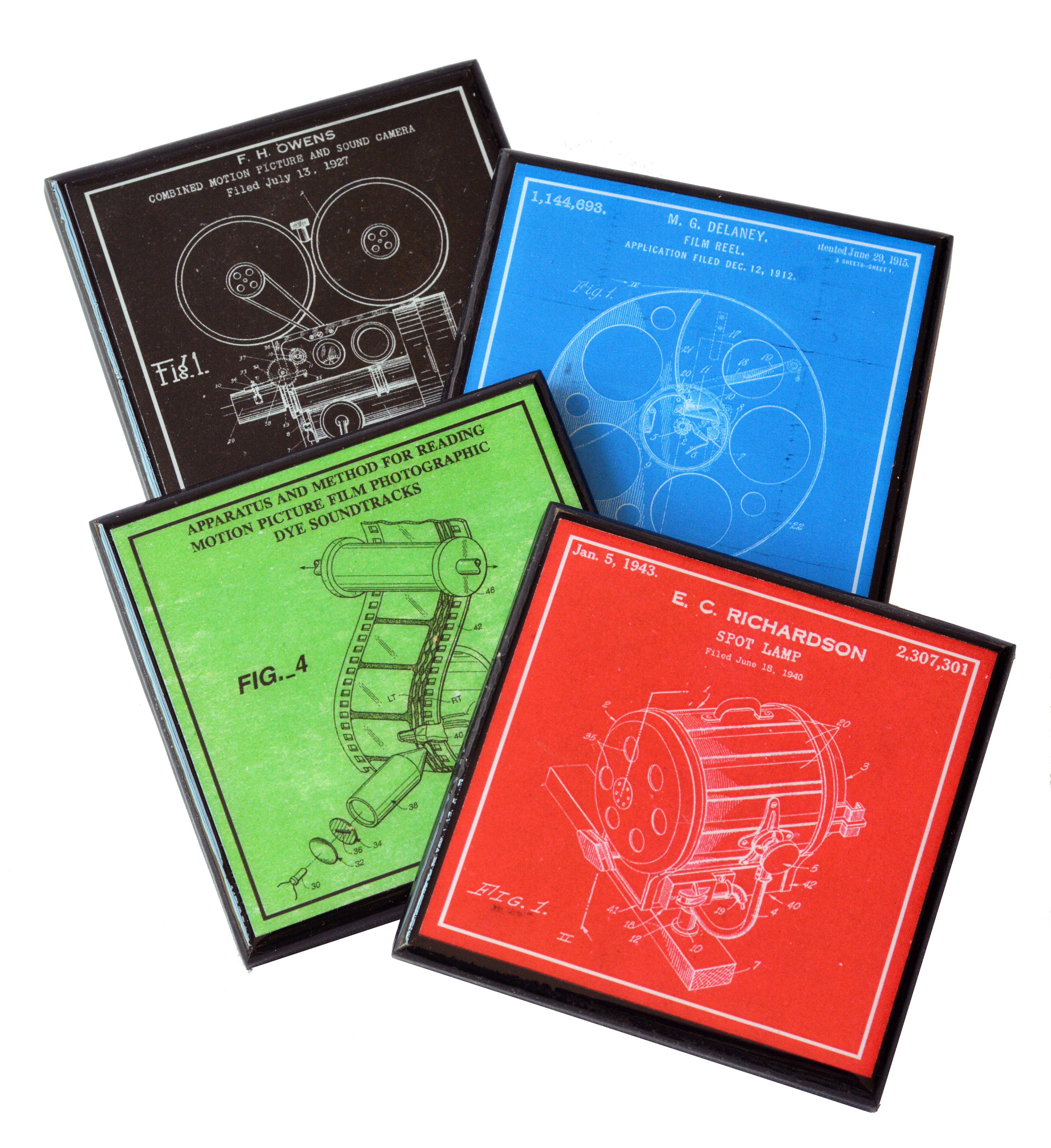 Movie Maker Coaster Set Film Maker Drink Coasters Patent Art | Etsy