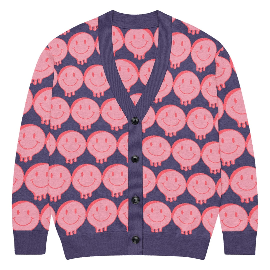 Smiley Guy Knitted Cardigan - Etsy