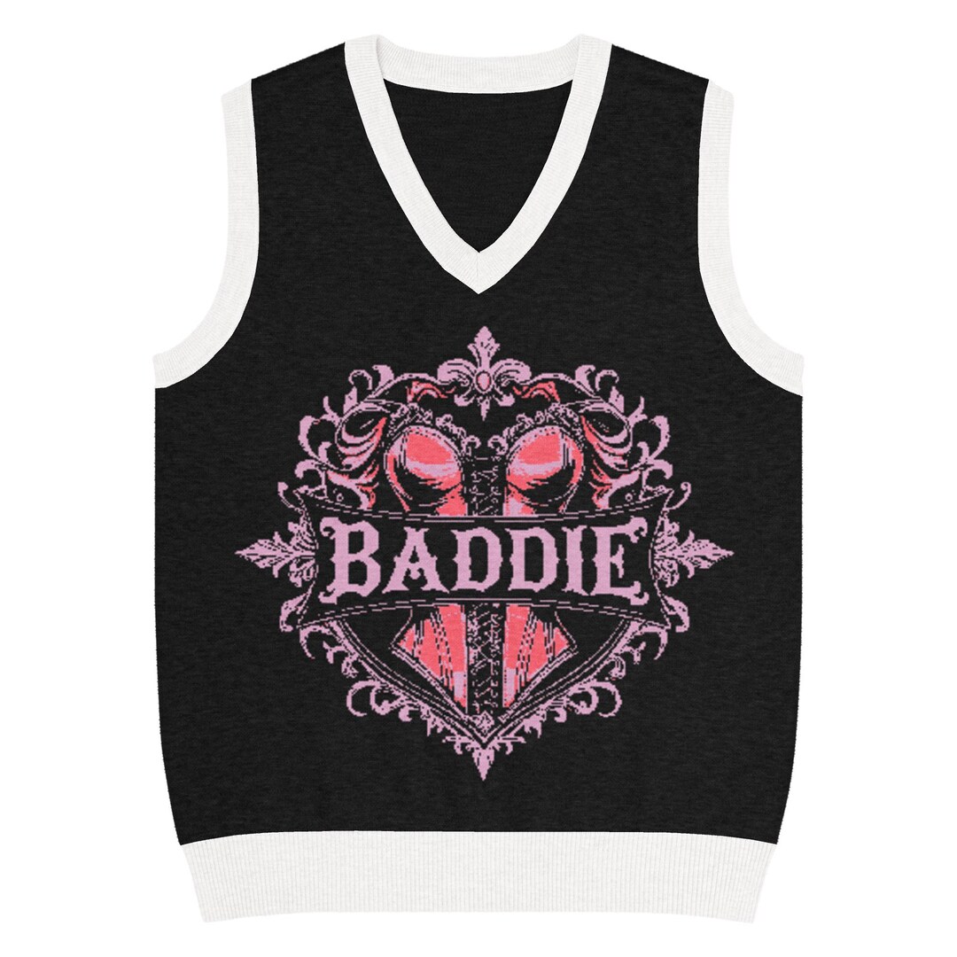 Baddie in Black Knit V-neck Vest - Etsy