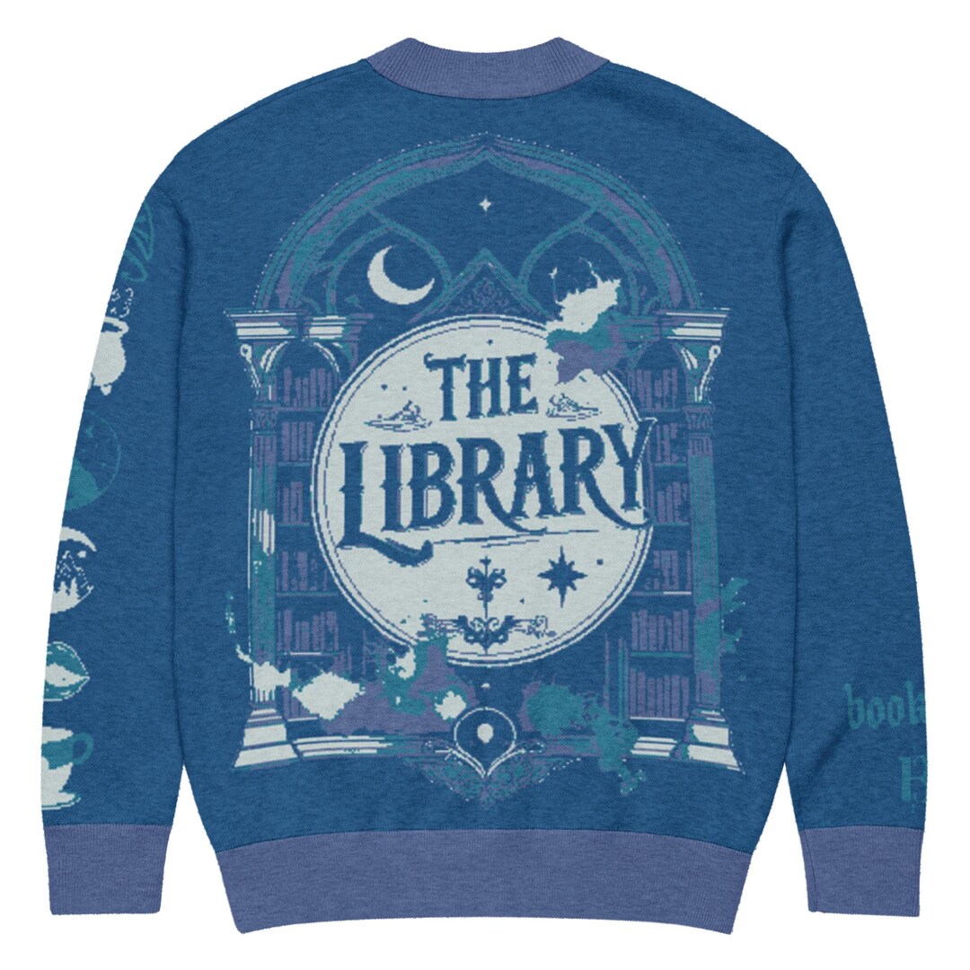 The Library Blue Knitted Cardigan - Etsy