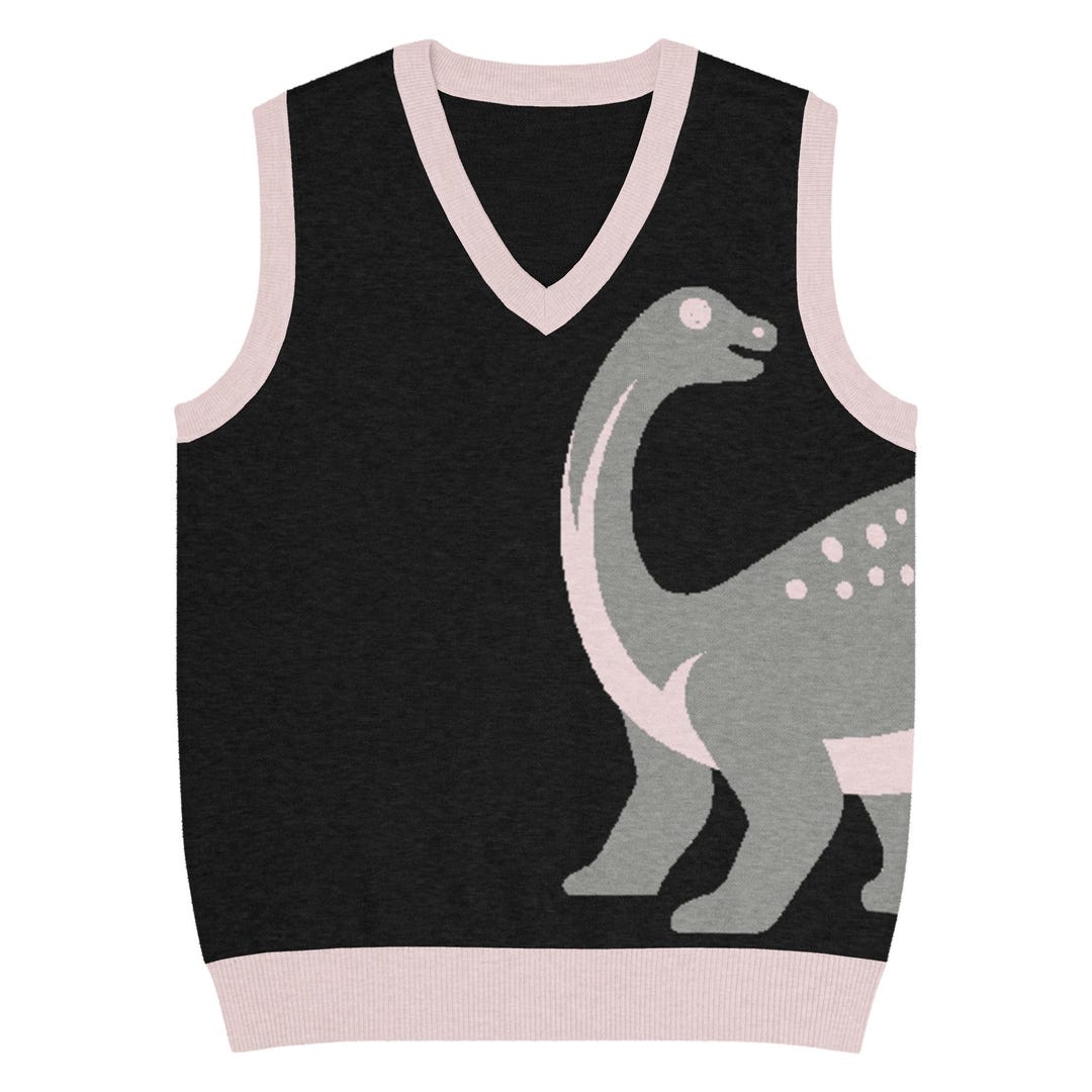 Dinosaurs! Knit V-neck Vest - Etsy