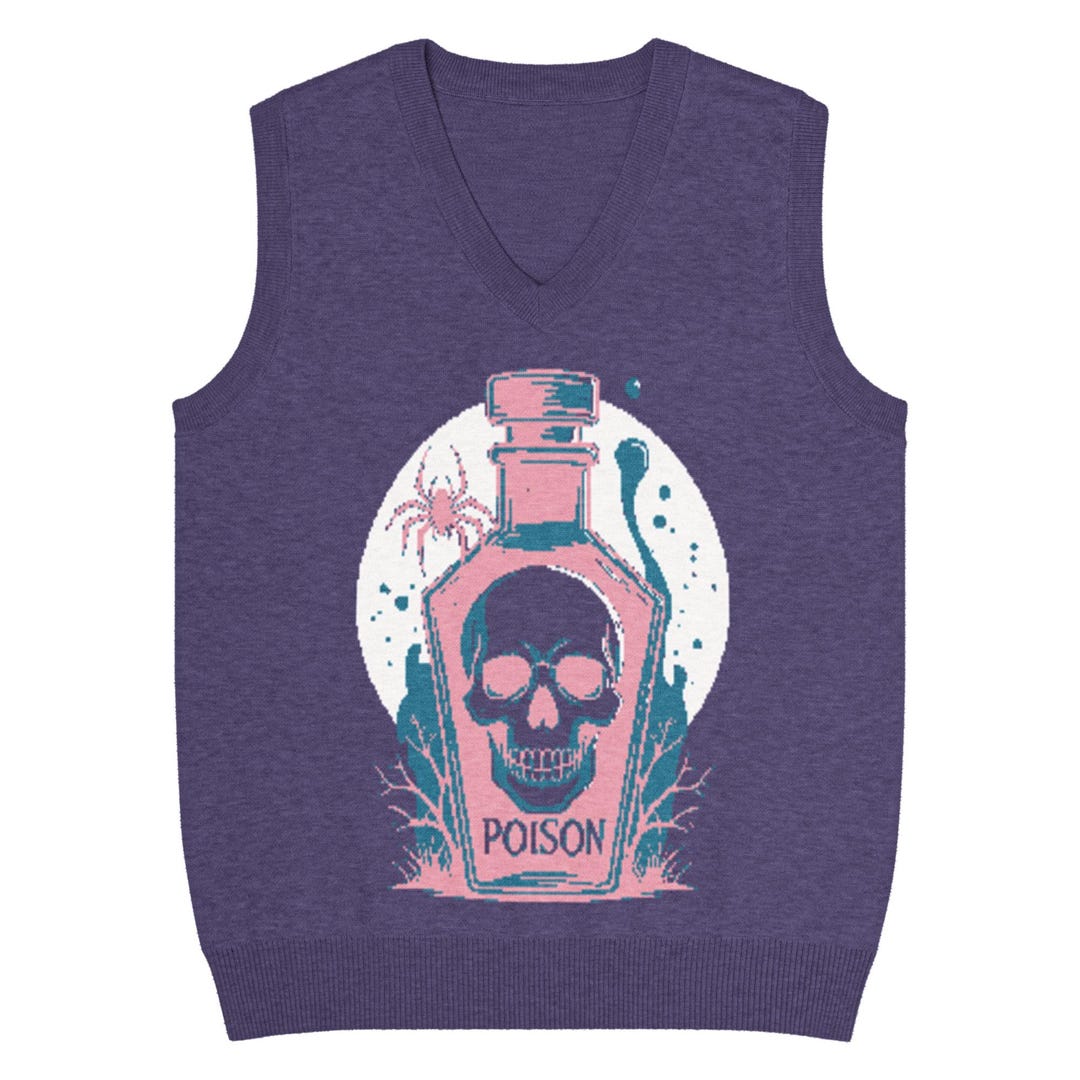 Poison Knit V-neck Vest - Etsy