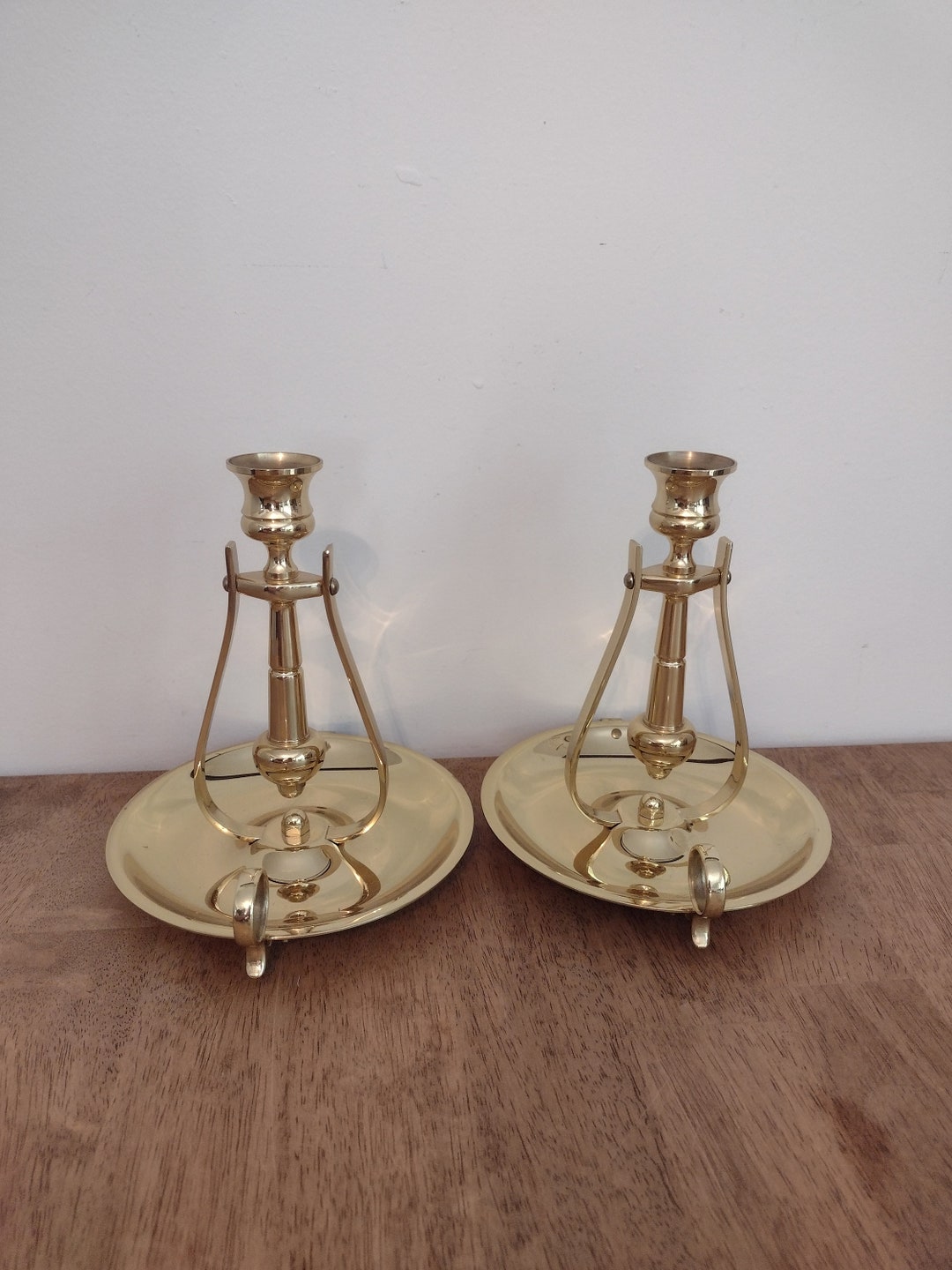 Pair of Baldwin Brass Candlesticks Swinging Brass - Etsy