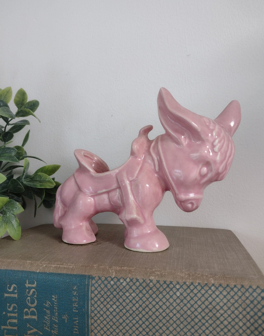Vintage Pink Donkey Planter Vase - Etsy