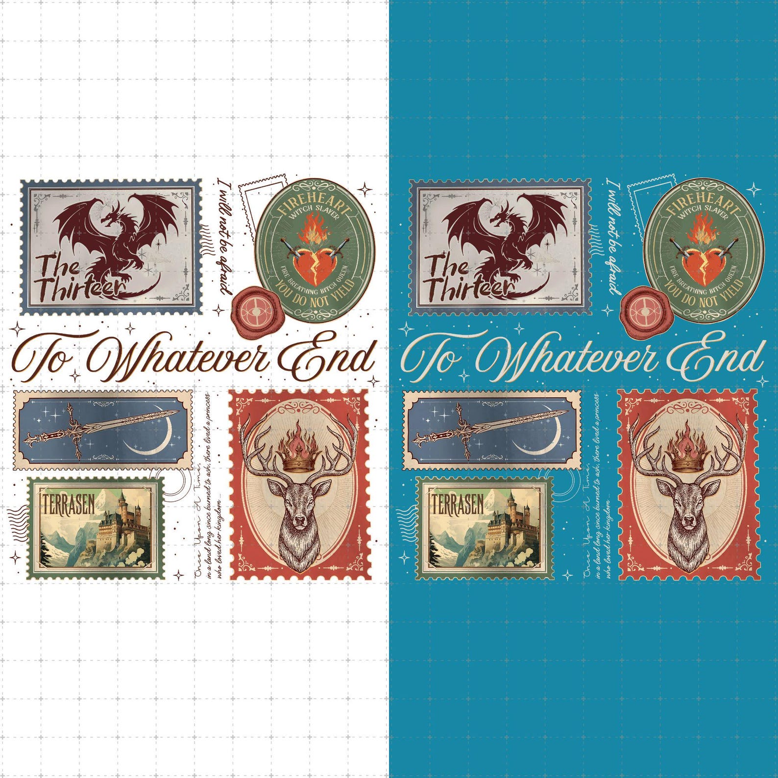 TOG Book Stamps Digital Download, Terrasen the Thirteen Png File, Aelin ...