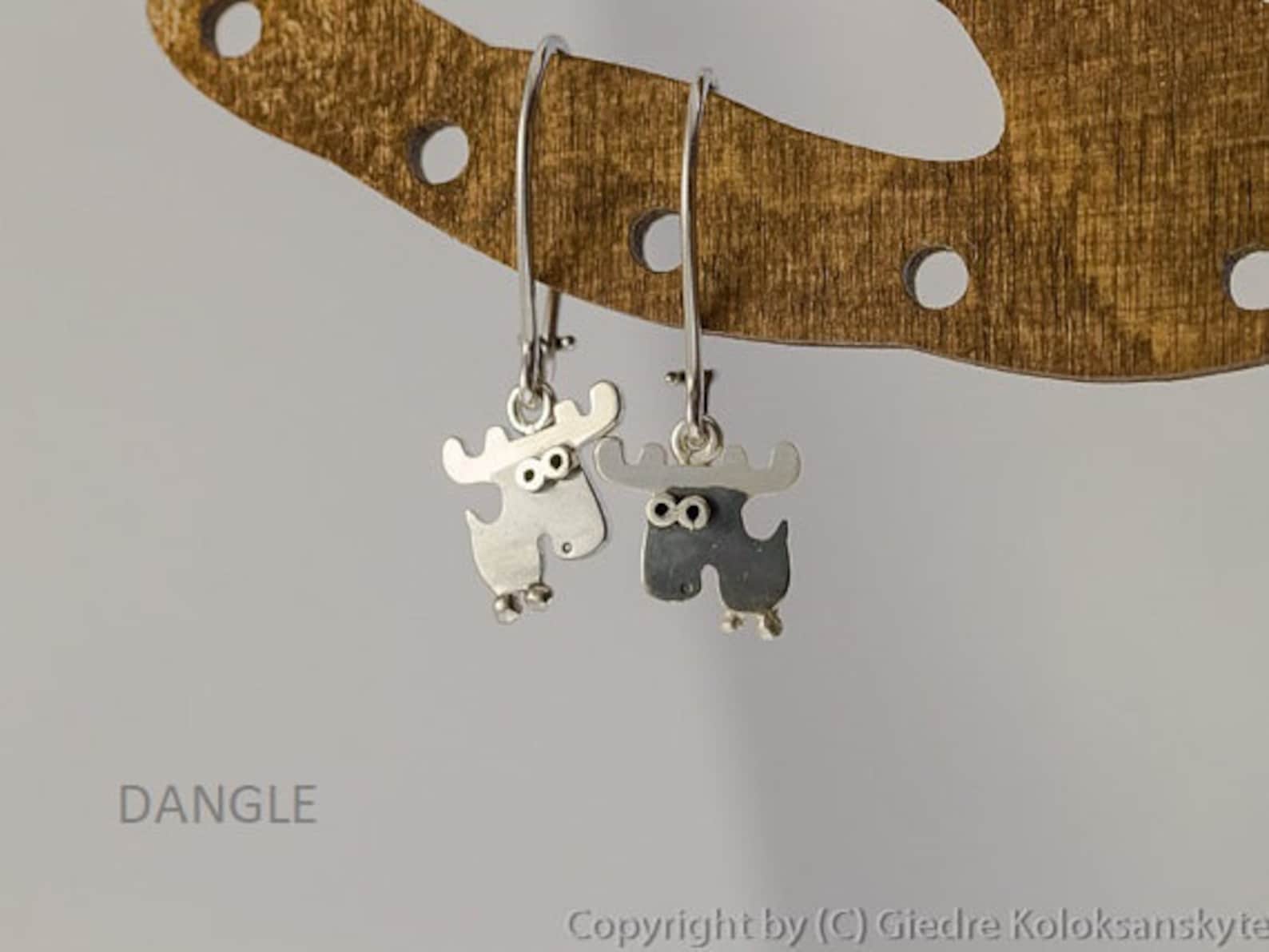 MOOSE Stud Earrings Sterling Silver Mini Zoo Series - Etsy