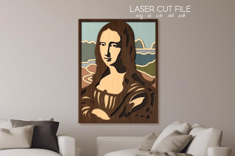 Mona Lisa SVG for Glowforge, Laser Cut Files, Painting Layered Frame ...