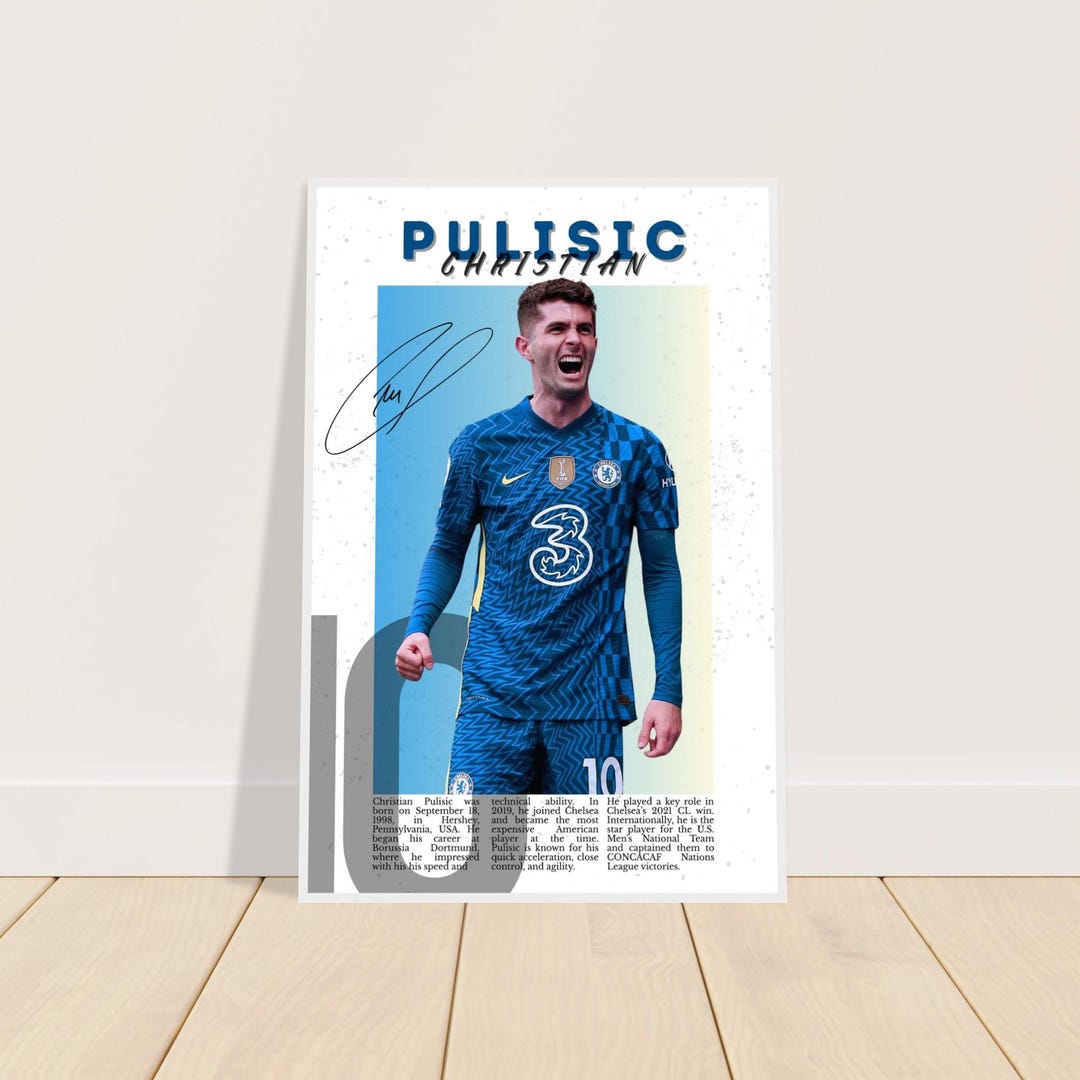 Christian Pulisic Football Poster | Pulisic Wall Art | Soccer Print ...