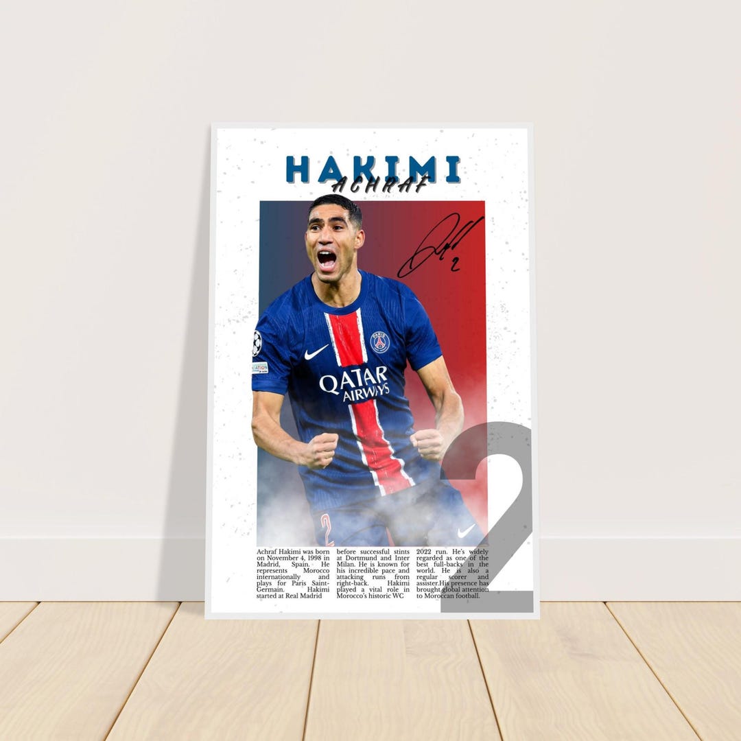 Achraf Hakimi Football Poster | Hakimi Wall Art | Soccer Print | Gift ...