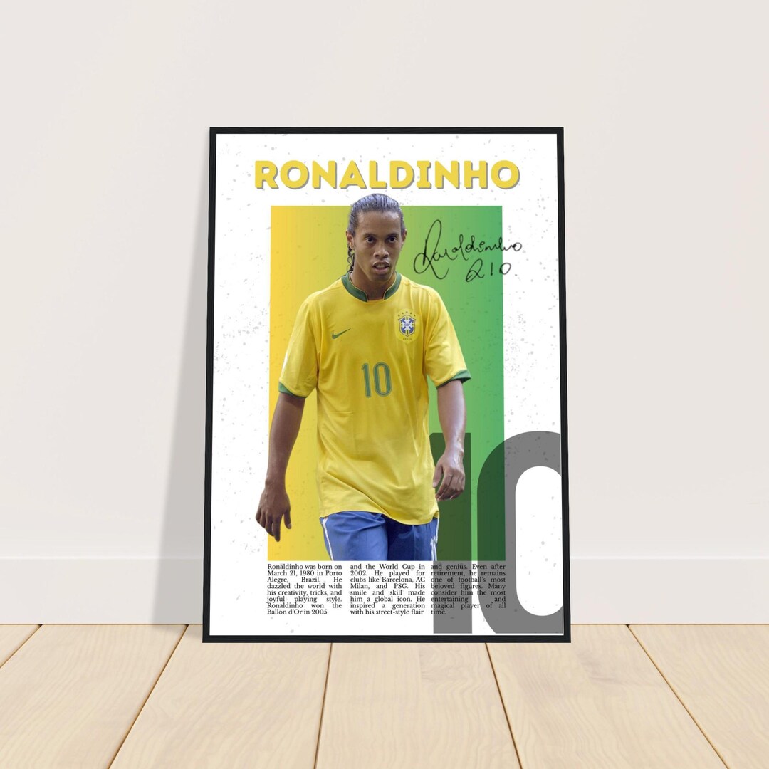 Ronaldinho Football Poster | Ronaldinho Wall Art | Soccer Print | Gift ...