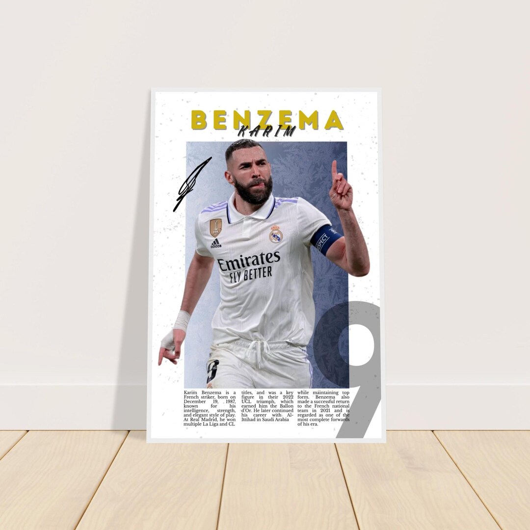 Karim Benzema Football Poster | Karim Wall Art | Soccer Print | Gift ...