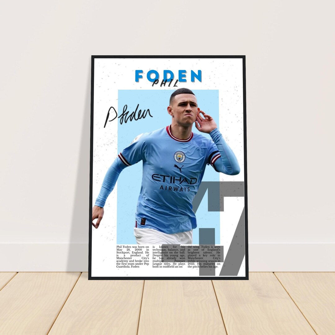 Phil Foden Football Poster | Foden Wall Art | Soccer Print | Gift for ...