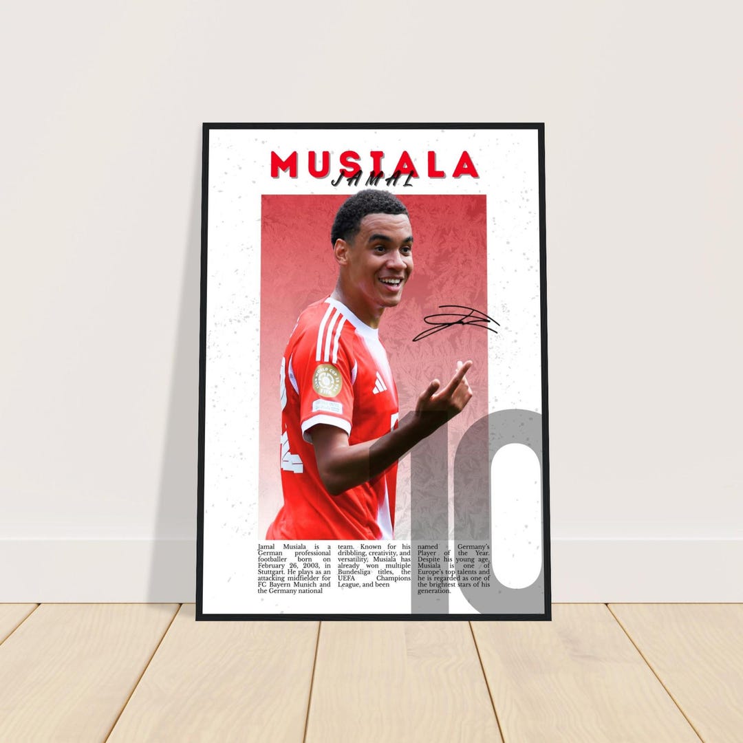 Jamal Musiala Football Poster | Musiala Wall Art | Soccer Print | Gift ...