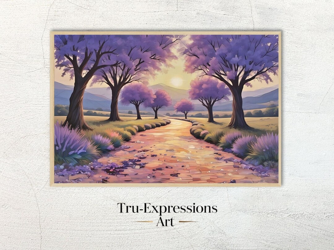 Purple Jacaranda Lane Art Print: Enchanting Spring Landscape - Etsy