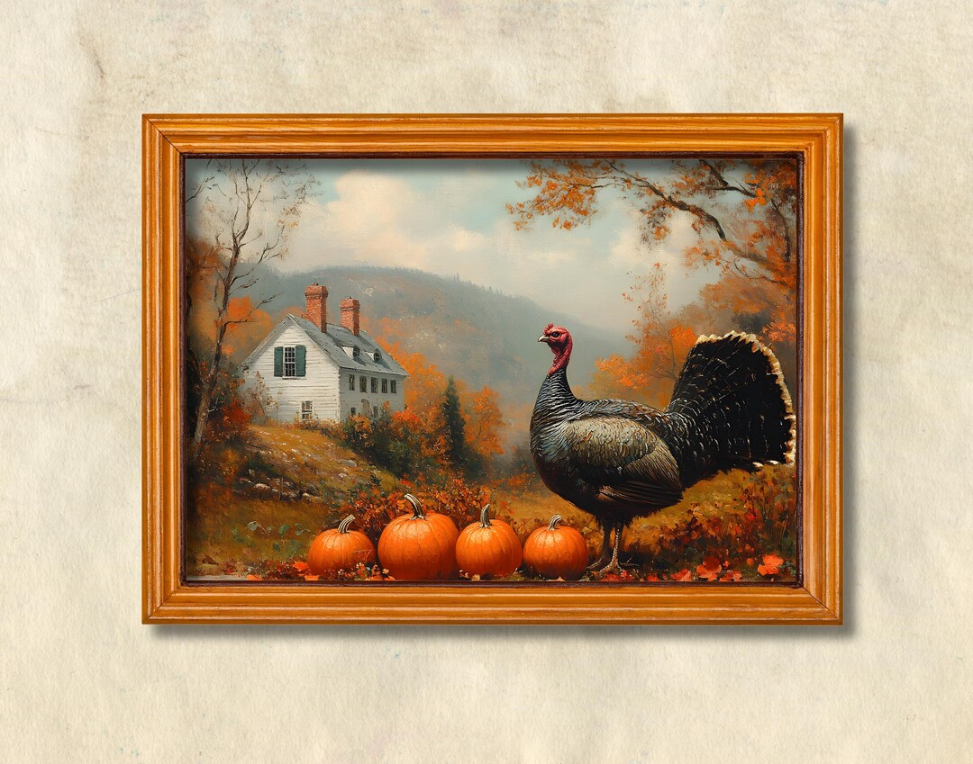 Vintage Turkey Thanksgiving Print, Rustic Farmhouse Fall Art (digital ...
