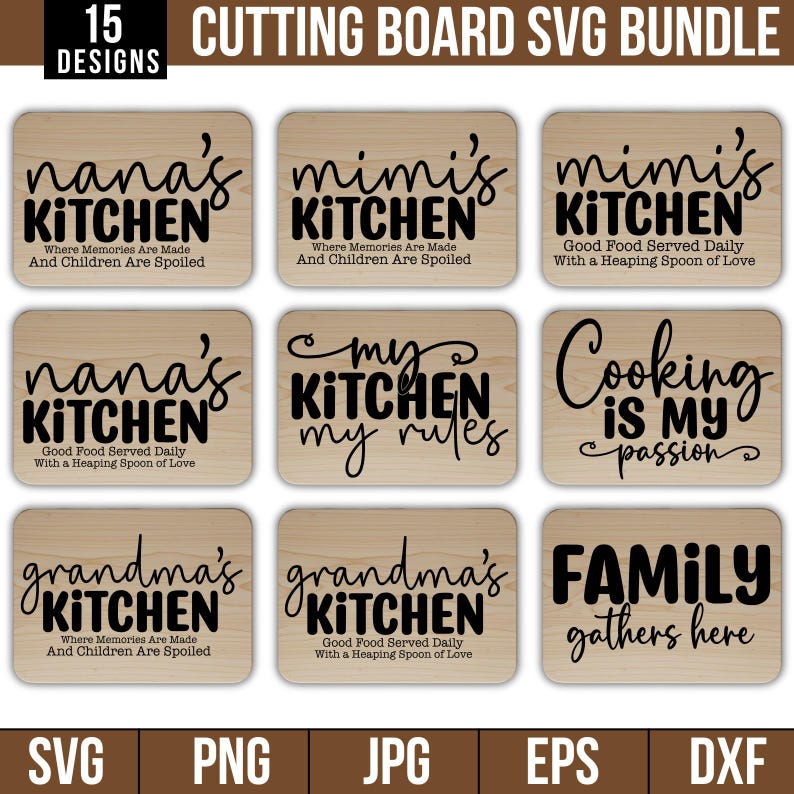 Cutting Board Svg Bundle, Grandma Kitchen Designs, Mimi’s Kitchen Svg ...