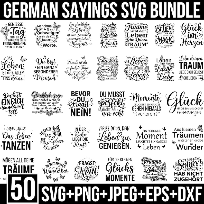 German Sayings Plotter File SVG Bundle, German Quotes, Inspirational ...
