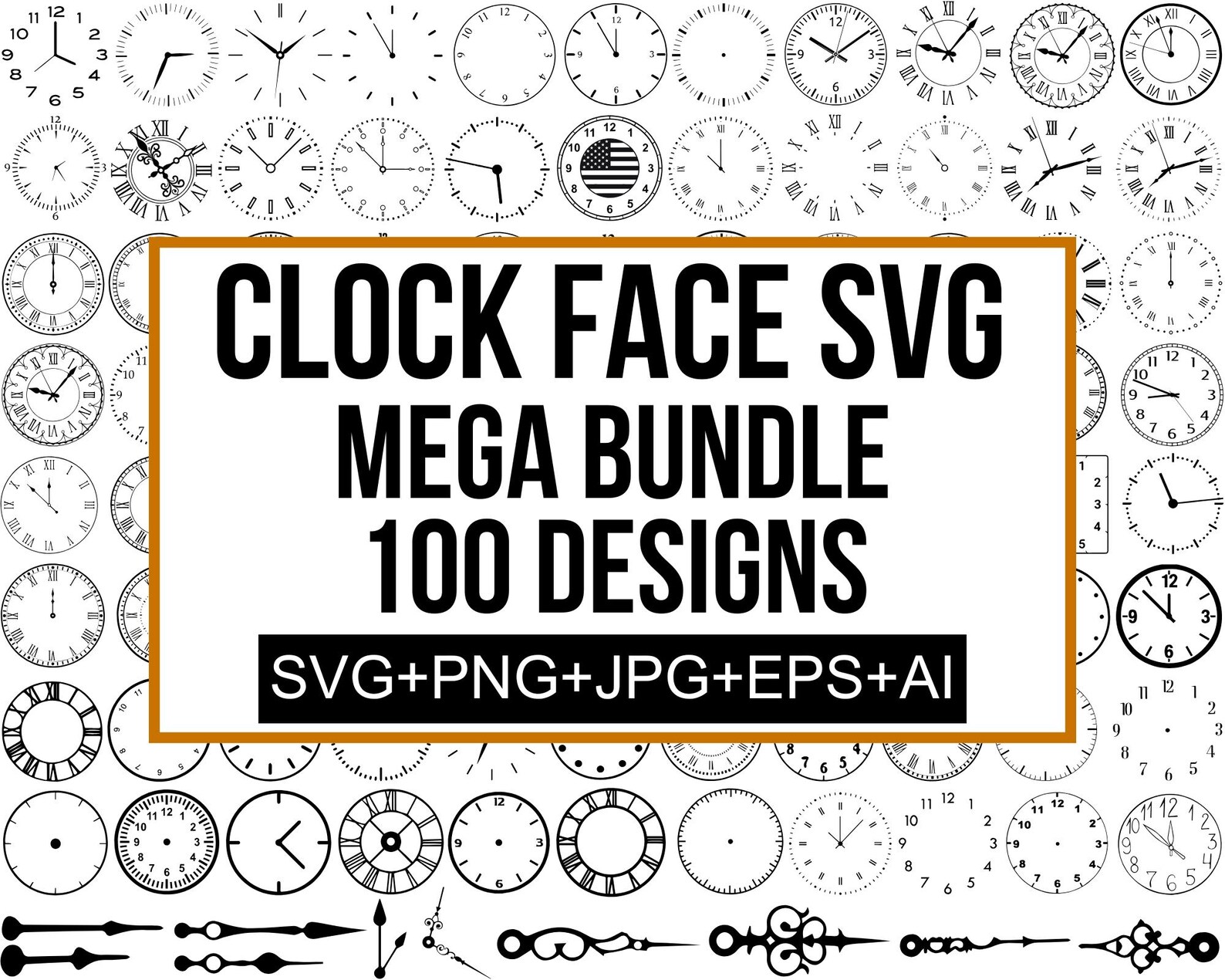 Clock Face Svg Bundle, Modern Vintage Clock Designs, Cut Files for ...