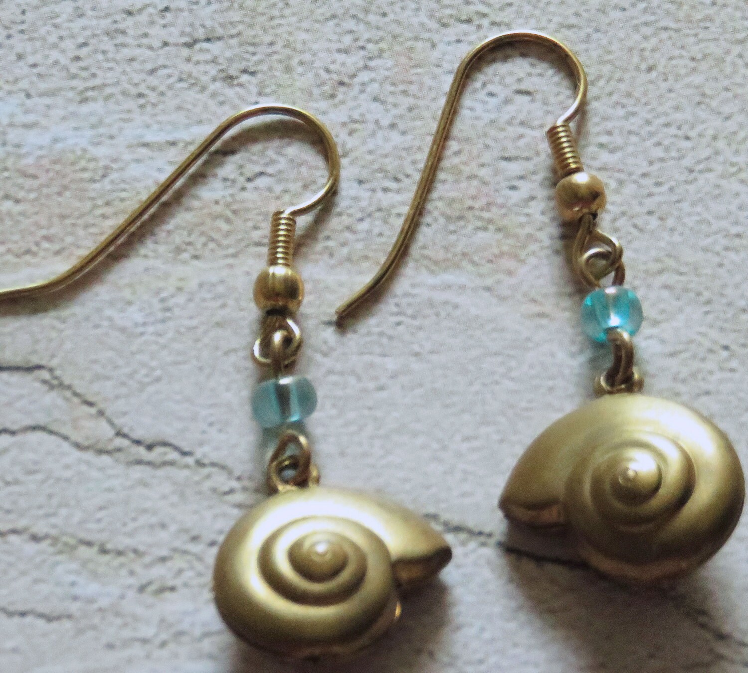 Brass Snail Seashell Earrings Pierced Dangle Handmade - Etsy New Zealand