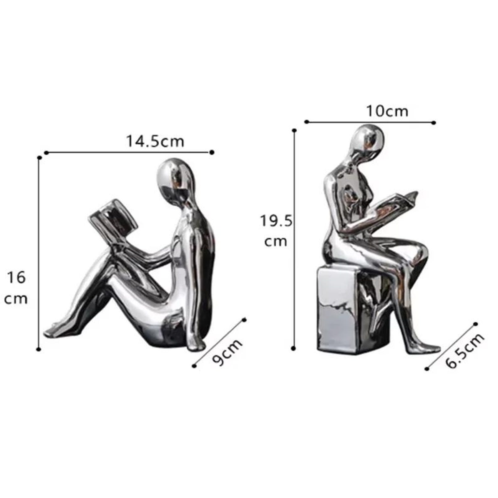 Modern Ceramic Girl Figurine Bookends – 2-piece Book Block Holders for ...