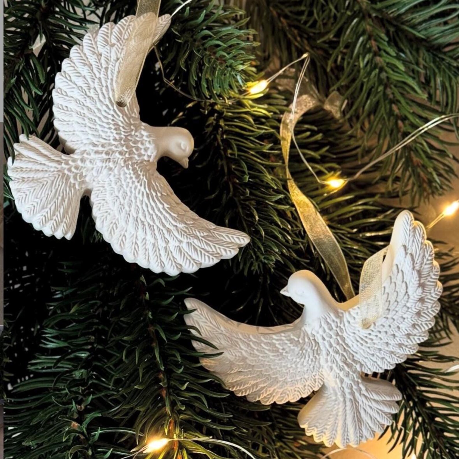 Womens Day Gift - Set of 2 White Dove Ornaments, Peace Dove Decor ...
