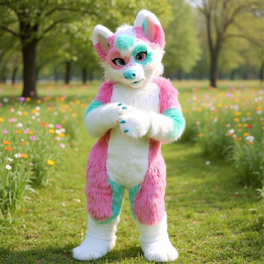 Adult Fursuit | Pink Wolf Fursuit | Purple Fox Fursuit Costume | Long ...
