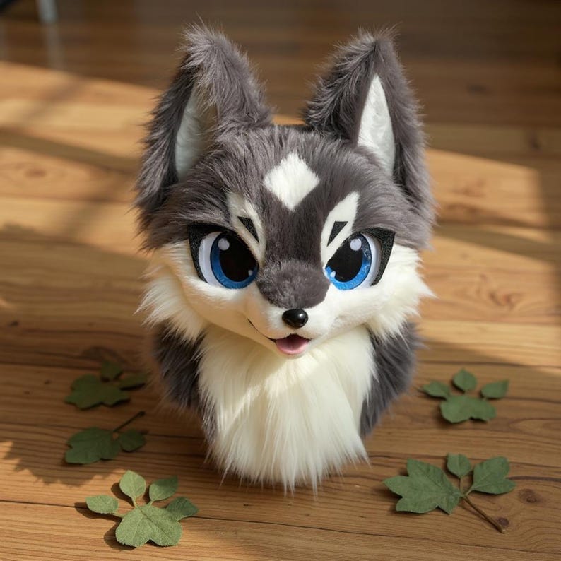 Fluffy Wolf Fursuit Head | Kemono Husky Cosplay Costume Head | Big ...