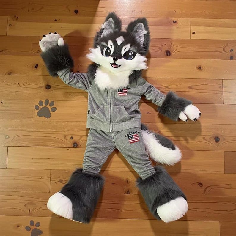 Fluffy Wolf Fursuit Head | Kemono Husky Cosplay Costume Head | Big ...