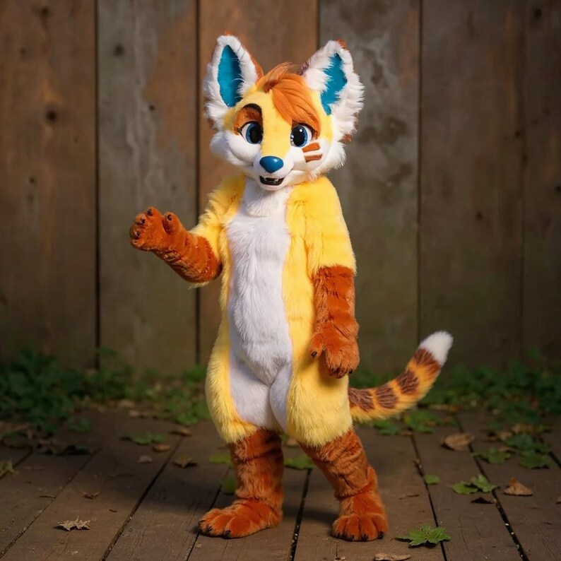 Fox Fursuit | Full Furry Mascot Costume | Adult Yellow Toony Fox Suit ...