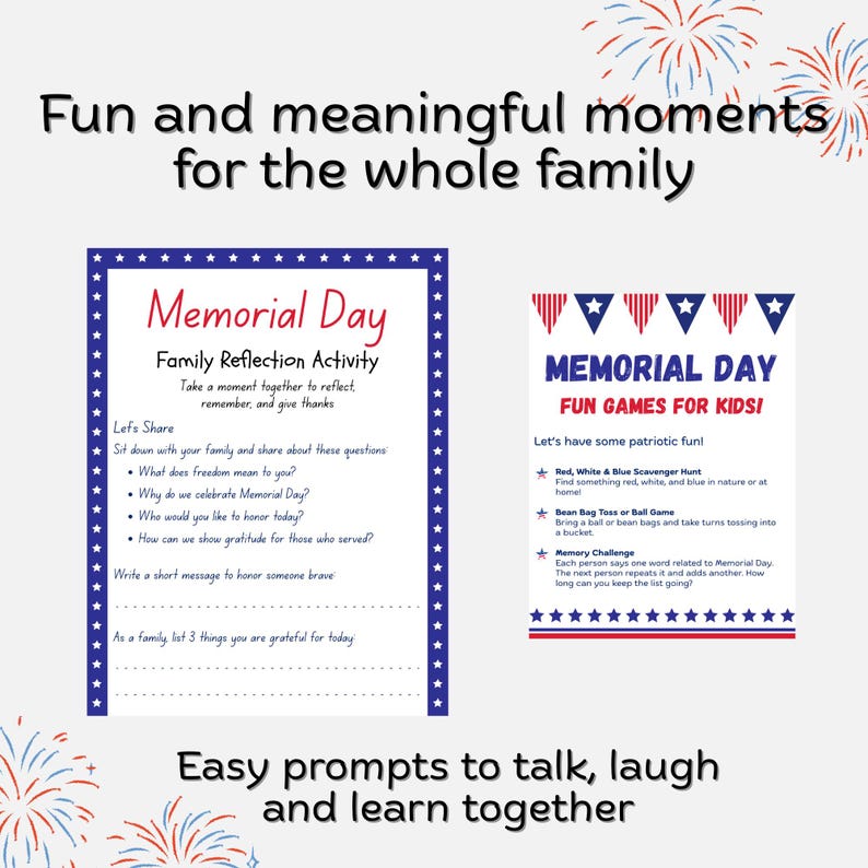 Memorial Day Printable Activity Pack for Kids & Adults – PDF Games ...