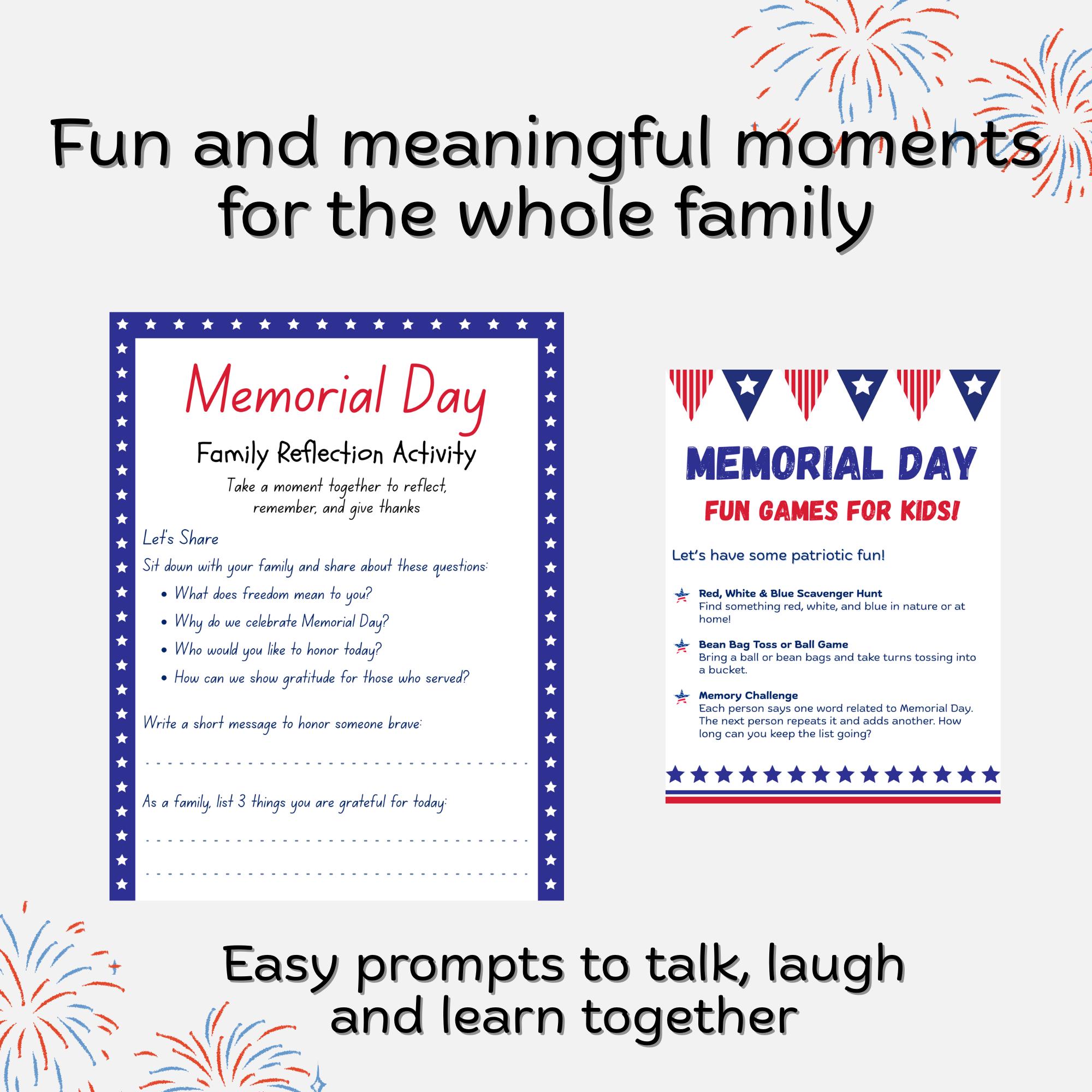 Memorial Day Printable Activity Pack for Kids & Adults – PDF Games ...