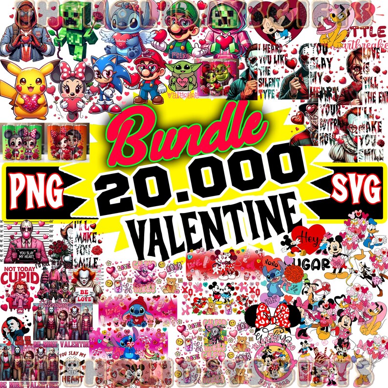 Valentine Day Mega Bundle Png Bundle, Retro Valentine Png, Valentines ...