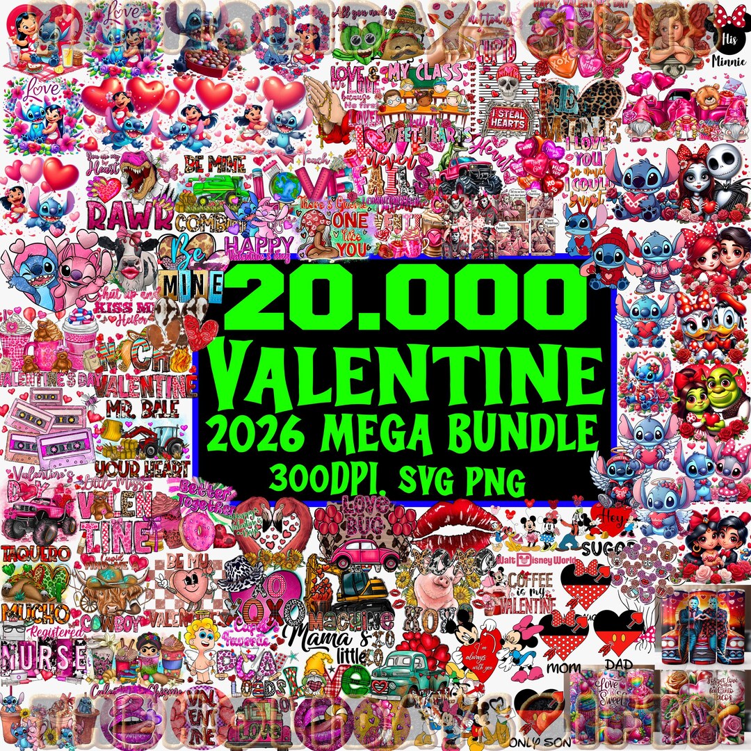 Valentine Mega Bundle Png Bundle, Retro Valentine Png, Valentines Day ...
