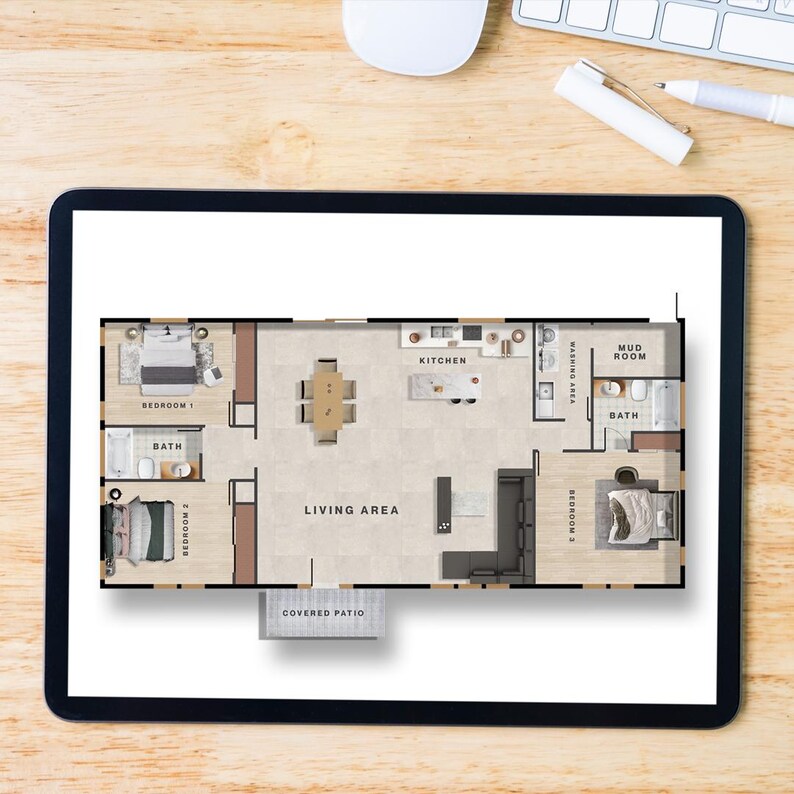 Custom 2D Color Floor Plan | Personalized House Layout Design ...