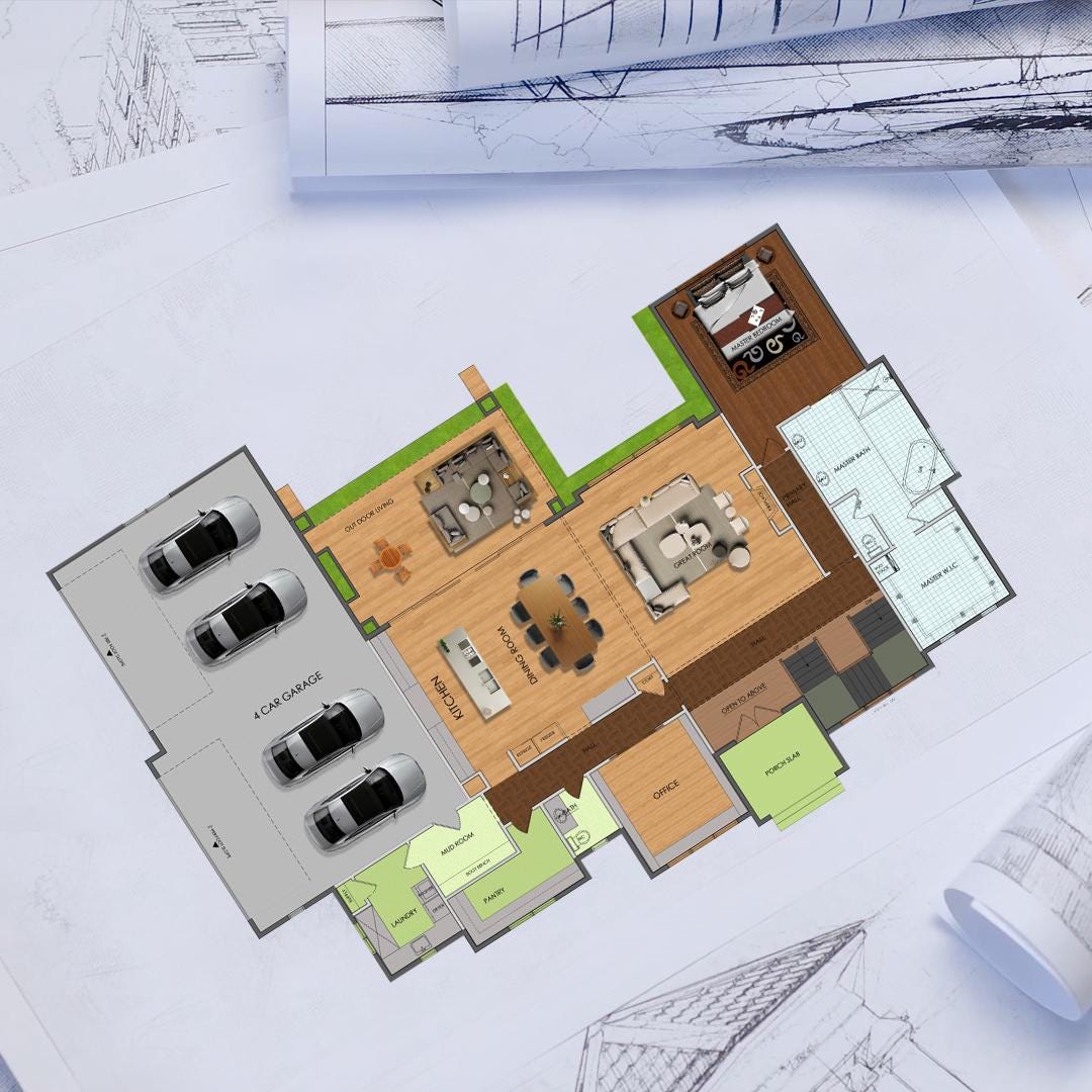Custom Color Floor Plan | 2D House Layout Design (PDF/JPEG) - Etsy