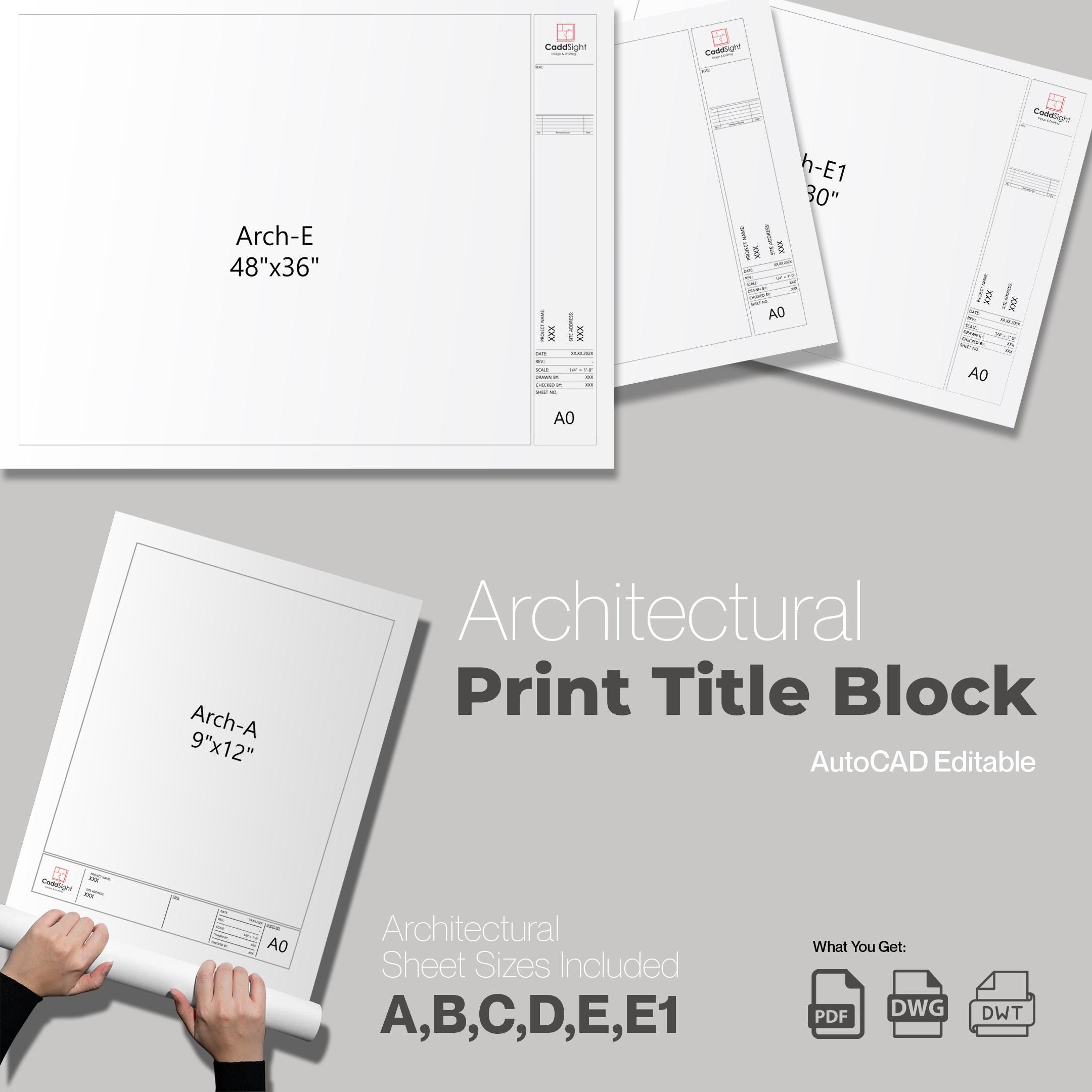 Autocad Architect Title Block Set: Editable CAD Templates (DWG Format ...