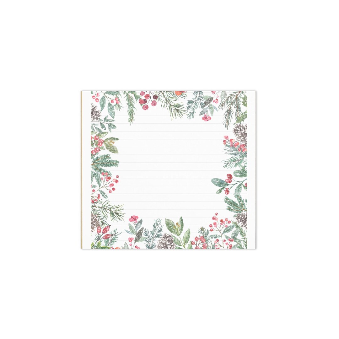 Christmas Lined Notepad – Elegant Holiday Stationery With Pinecones ...