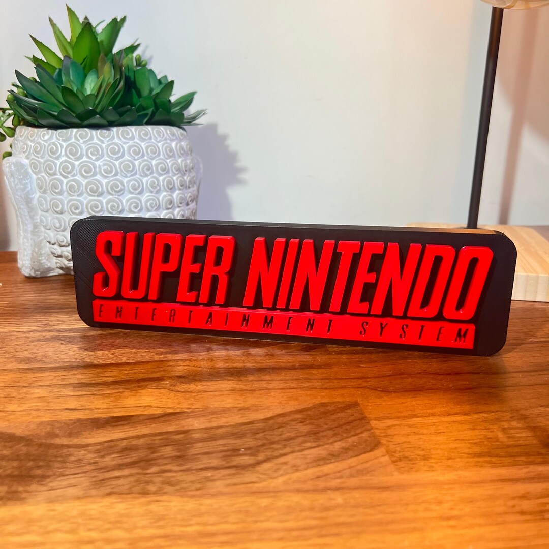 Super Nintendo 3D Printed Sign – SNES Retro Gaming Decor | Gamer Shelf ...