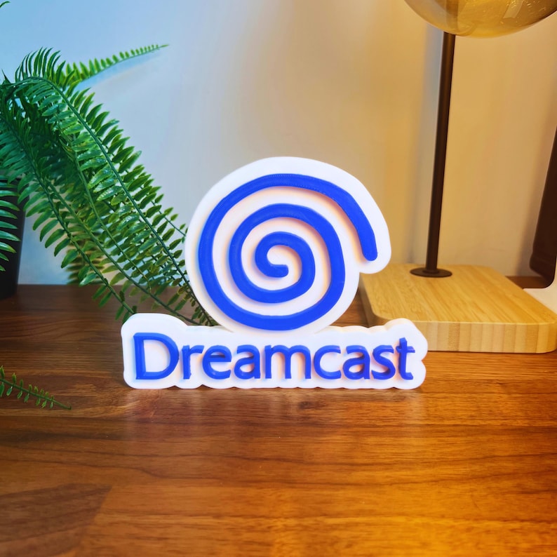 Dreamcast 3D Printed Sign – Retro Gamer Display | Blue Spiral Logo ...