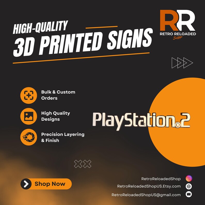 Playstation 2 3D Printed Sign – PS2 Logo Gamer Display | Retro Console ...