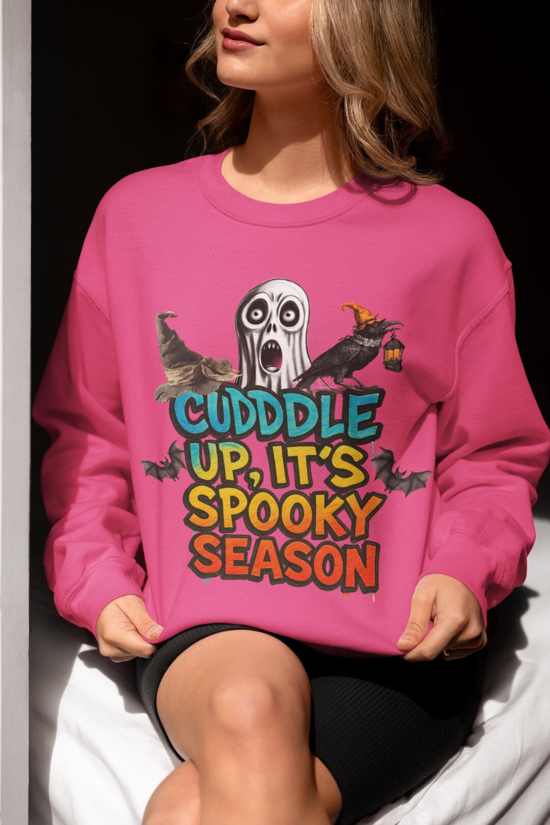Cuddle up It's Spooky Season Sweatshirt Halloween Ghost Pullover Cozy ...