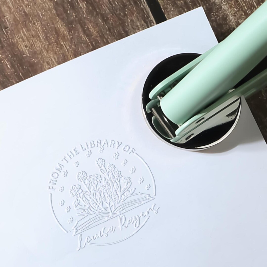 Custom Book Embosser – Personalized Library Stamp (1.6 Inch) - Etsy