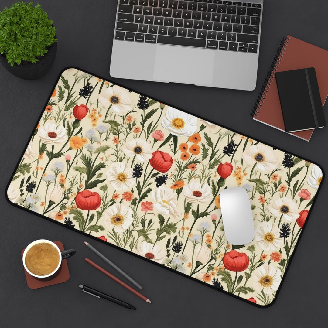 Floral Desk Mat, Floral Deskpad, Deskmat, Cottagecore Desk Mat, Cute ...
