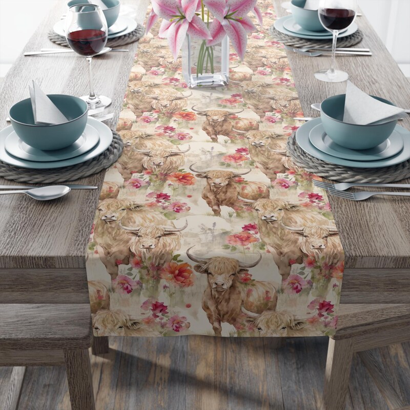 Cow Print Table Runner - Etsy