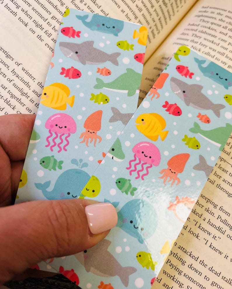 Ocean Sealife Bookmarks, Set of 2 Laminated Book Marks, Gift for Reader ...