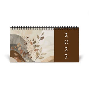 Botanical Minimalist Desk Calendar, Neutral 2025 Grid Desktop Organizer ...