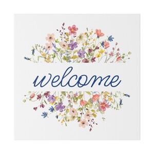 Canvas Wall Art, Wildflower Welcome Sign, Floral Home Decor, Botanical ...