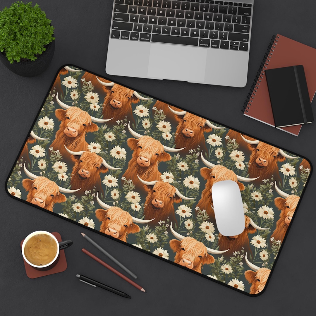 Highland Cow Desk Mat, Custom Desk Pad, Cute Office Decor, Animal Mouse ...